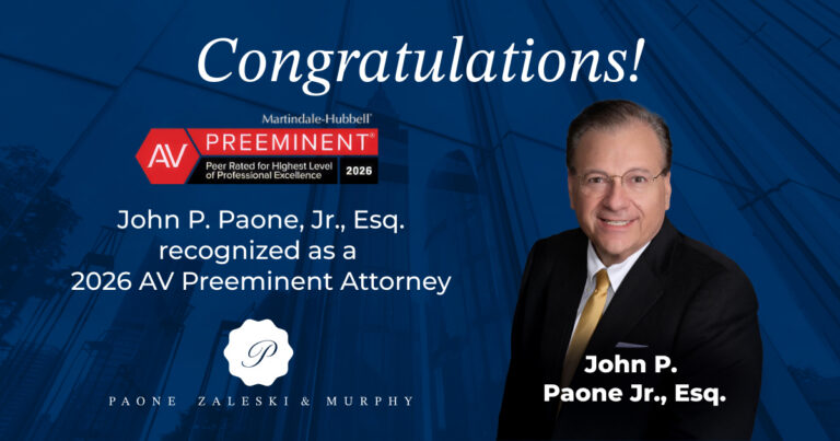 John P. Paone Jr. Named 2026 AV Preeminent Attorney